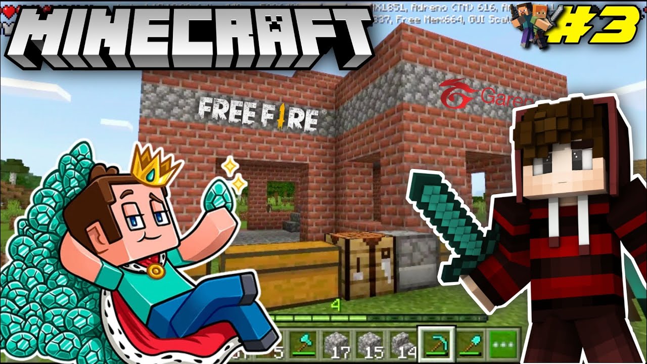 FREE FIRE L SHAPE HOUSE FULLY COMPLETED | MINECRAFT GAMEPLAY #3 - YouTube