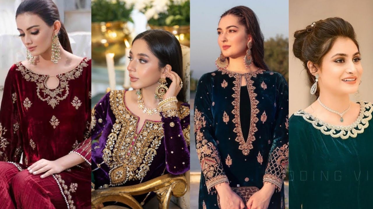Velvet Neck Designs | Latest Fashion Trends | Stylish Neckline Ideas ...