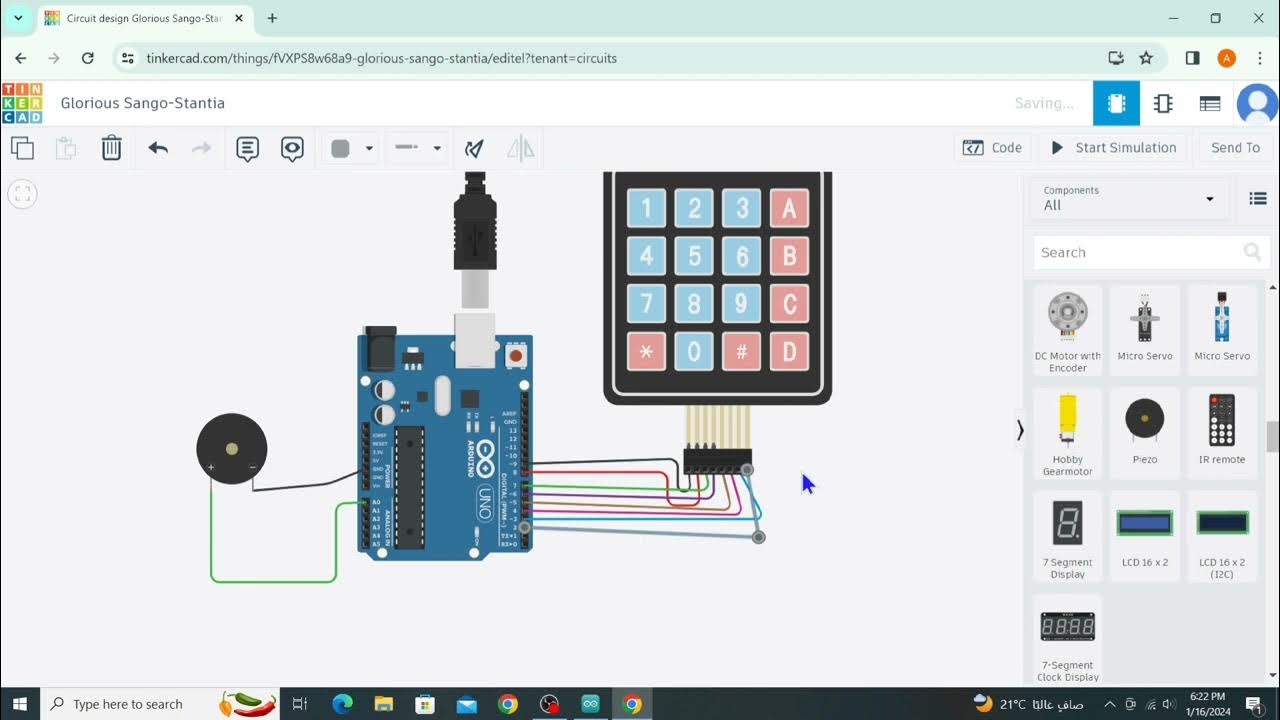 Keypad_buzzer with Arduino in Tinkercad | Circuit | code | Arduino programming in Hindi - YouTube