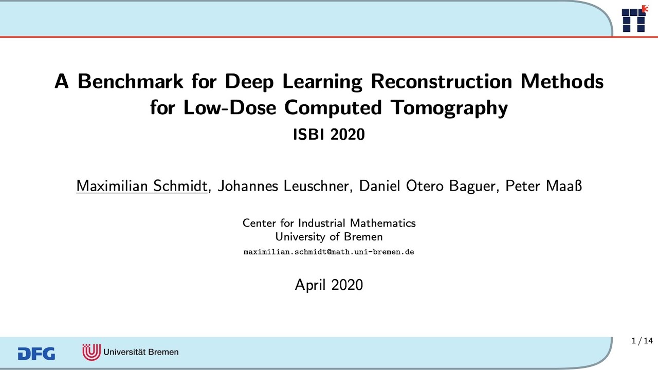 ISBI 2020: A Benchmark for Deep Learning Reconstruction Methods for Low-Dose CT - YouTube