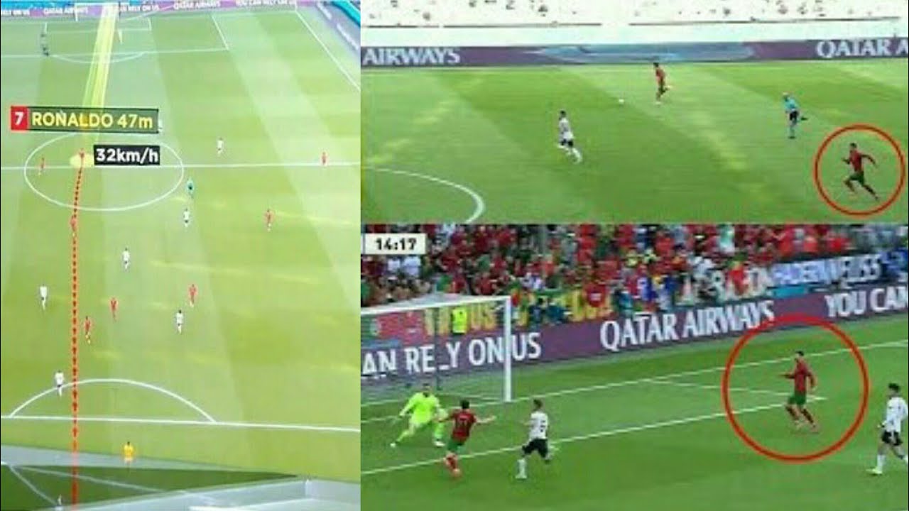 Cristiano Ronaldo run 92 meters in 14 seconds with a top speed of 32 km ...