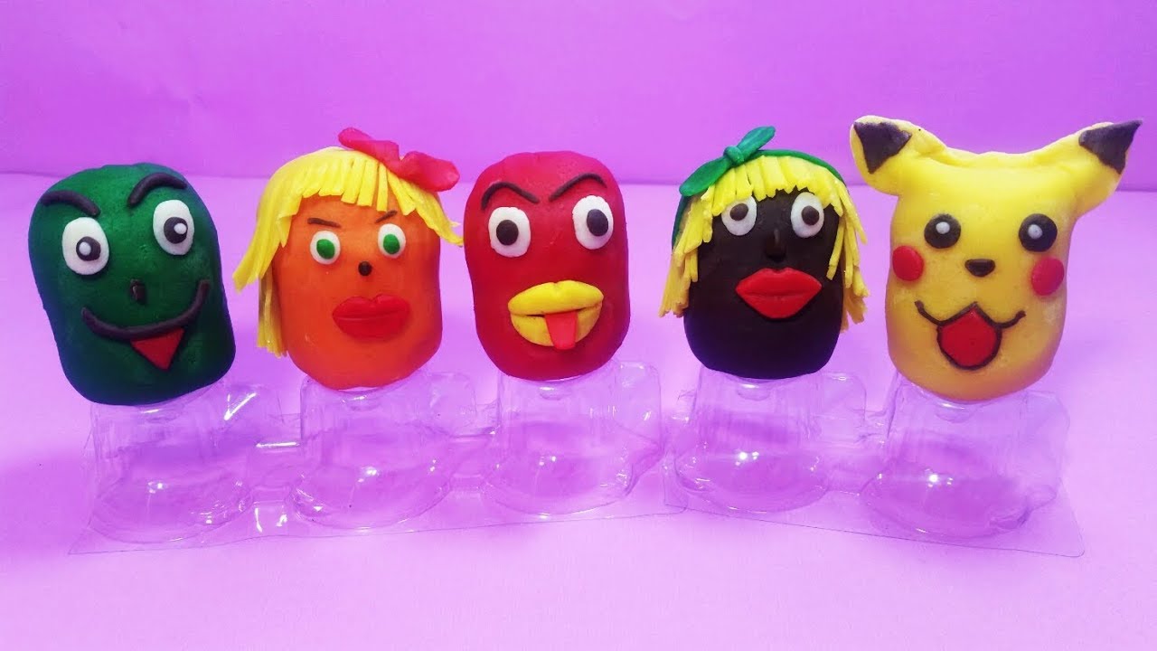 Pikachu slime with egg surprises covered by dough - YouTube