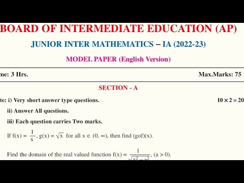 Ap Inter 1st year maths-1A Model paper 2023 || Inter 1st year maths-1A ...