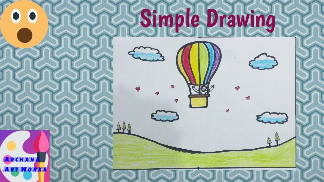 How to draw a boy with parachute flying in the sky/for kids step by ...