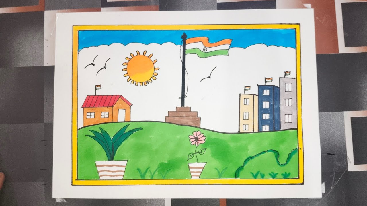 How to draw Independence day drawing/Independence day drawing/Har Ghar ...