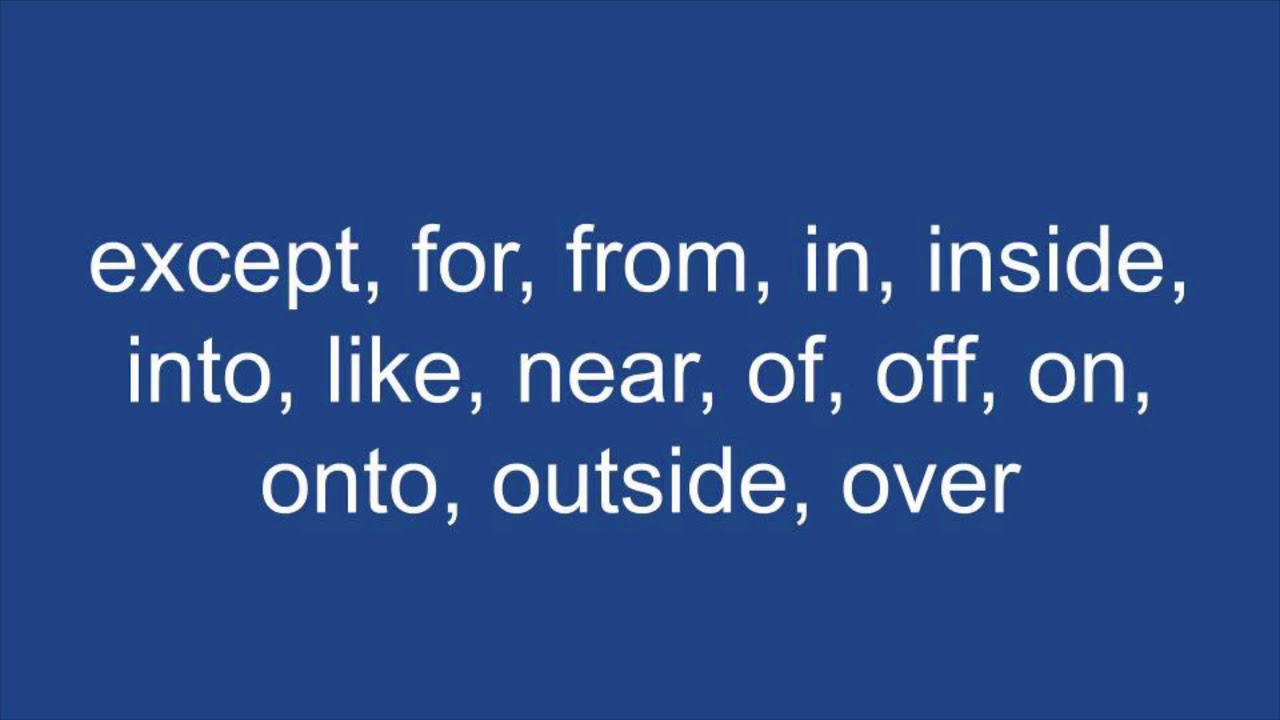 5th Grade Preposition Jingle - YouTube
