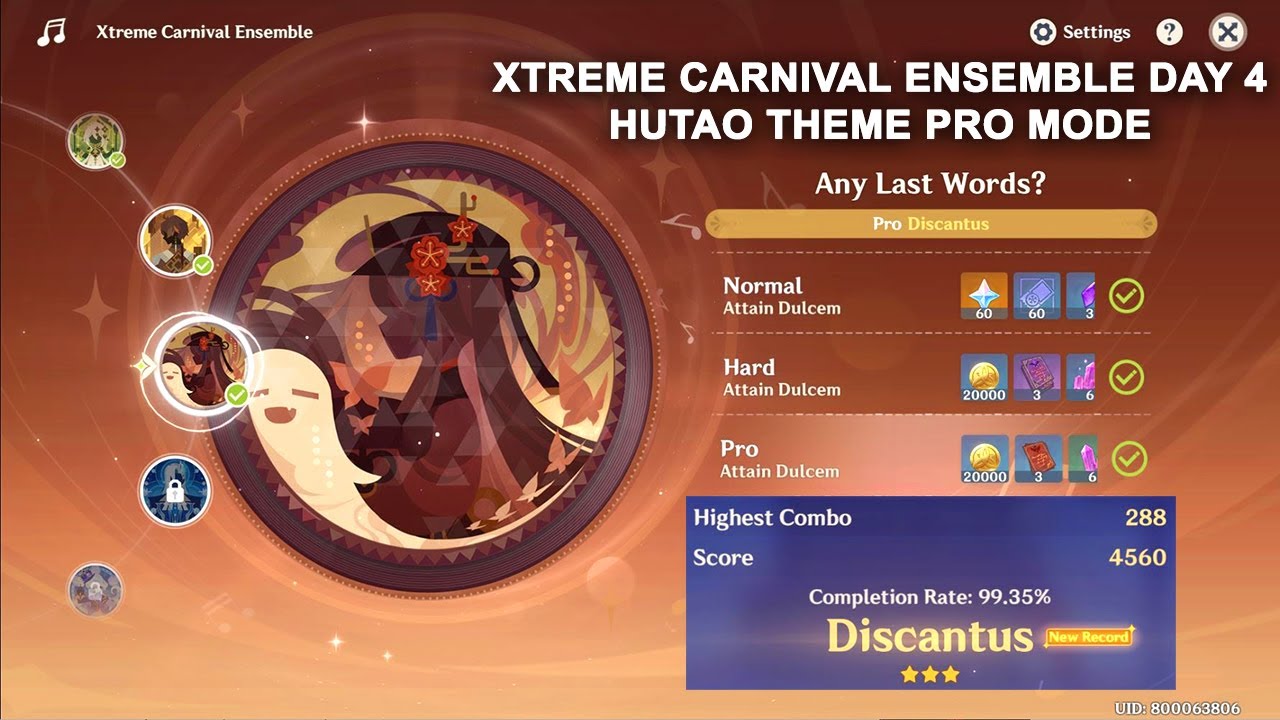 Xtreme Carnival Ensemble Day 4 : Hutao Theme Pro Mode 288 Combo - Genshin Impact - YouTube