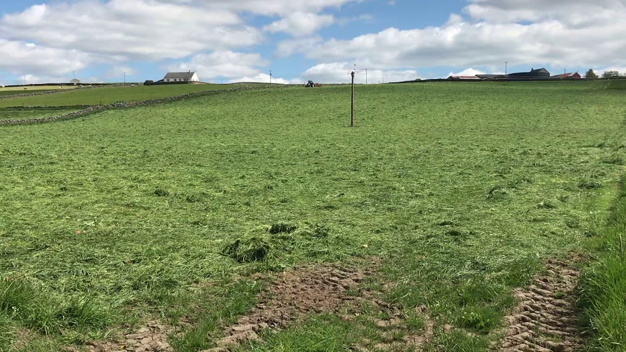 Drumraik farm tedding first cut silage 2020 - YouTube