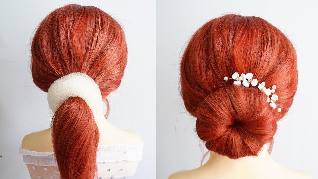 Cute Bun Hairstyle For Short Hair With Donut - YouTube