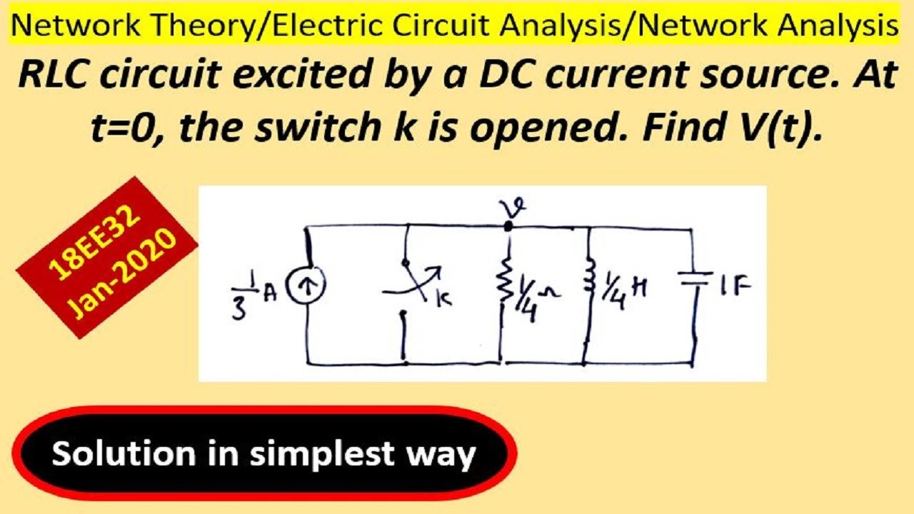 Finding V(t) in parallel RLC circuit, using s-domain approach. - YouTube