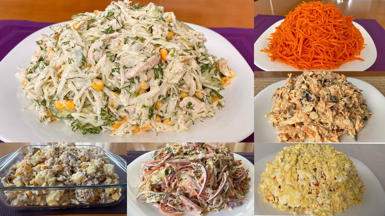 6 nov bir birindən dadlı asan salat resepti bir videoda/6 видов салата ...