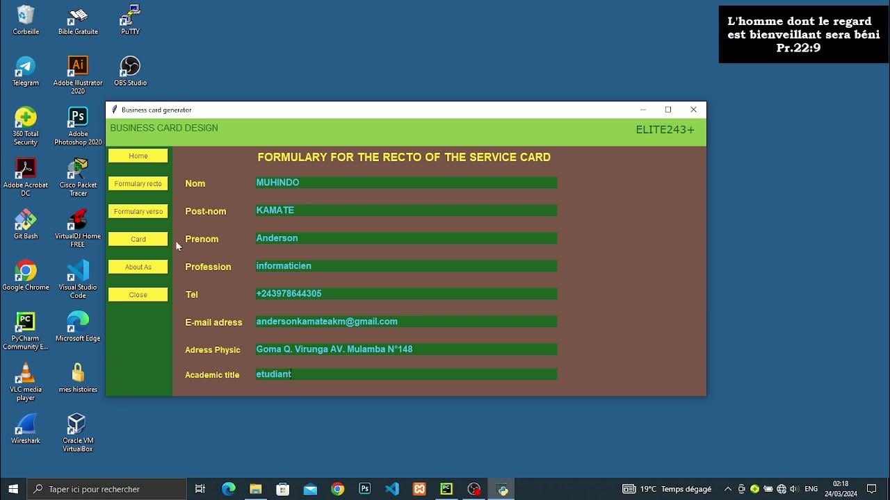business card generator with python tkinter - YouTube