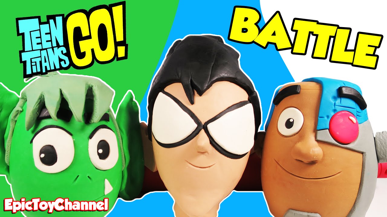 TEEN TITANS GO! Battle: BEAST BOY vs CYBORG vs ROBIN Surprise Eggs ...