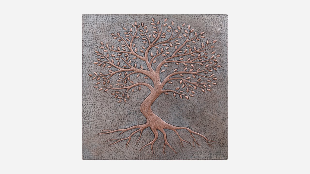 Copper Backsplash (Tree with Roots, Silver&Copper Color) - YouTube
