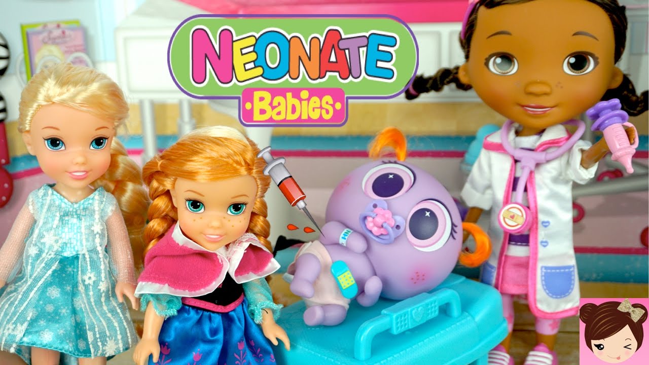 Toddler Elsa & Anna Adopt Neonate Babies - Doc McStuffins Gives Check ...