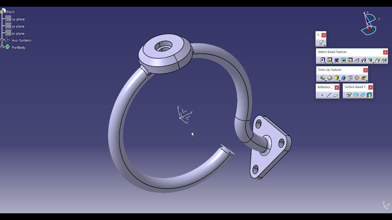 CATIA V5 CATPart model P-Hook - YouTube