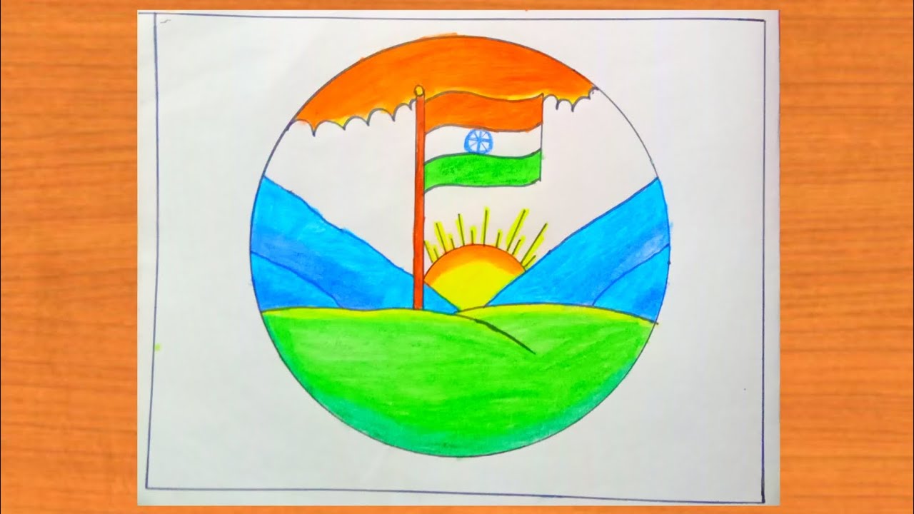 How to draw independence day scenery | Independence day drawing easy ...