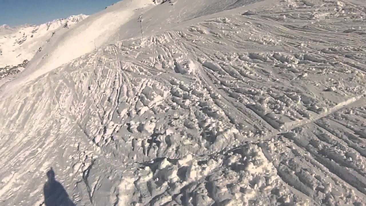 gopr7929stab val thorens combe de caron, neve et falaises - YouTube