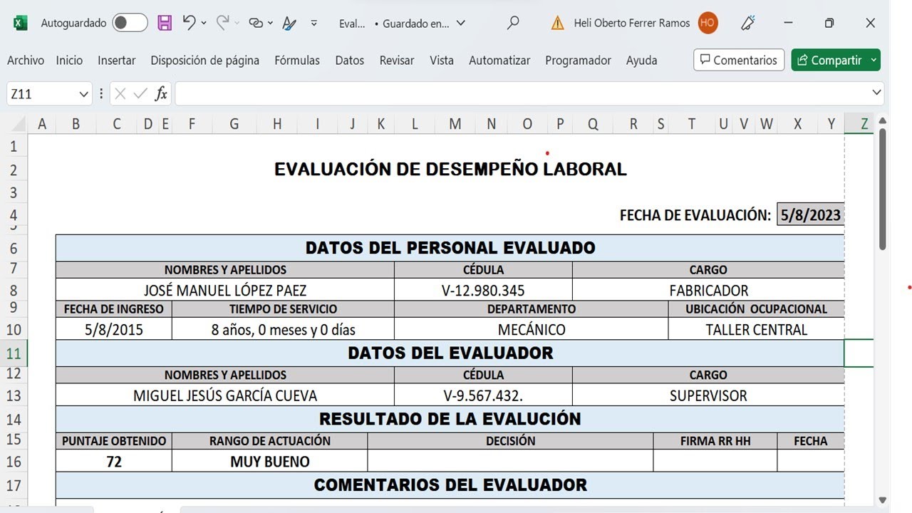 ELABORACIÓN DE PLANTILLA PARA LA EVALUACIÓN DEL DESEMPEÑO LABORAL CON ...