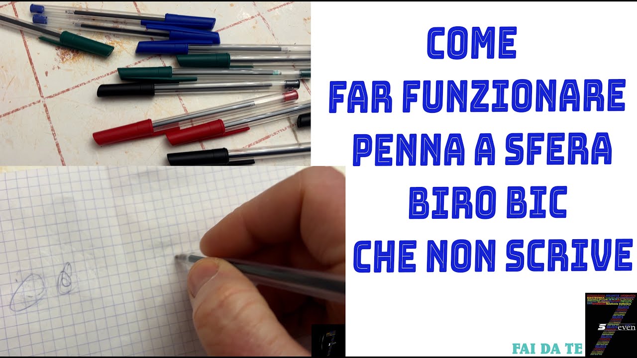 Come far funzionare penna a sfera biro bic che non scrive - YouTube