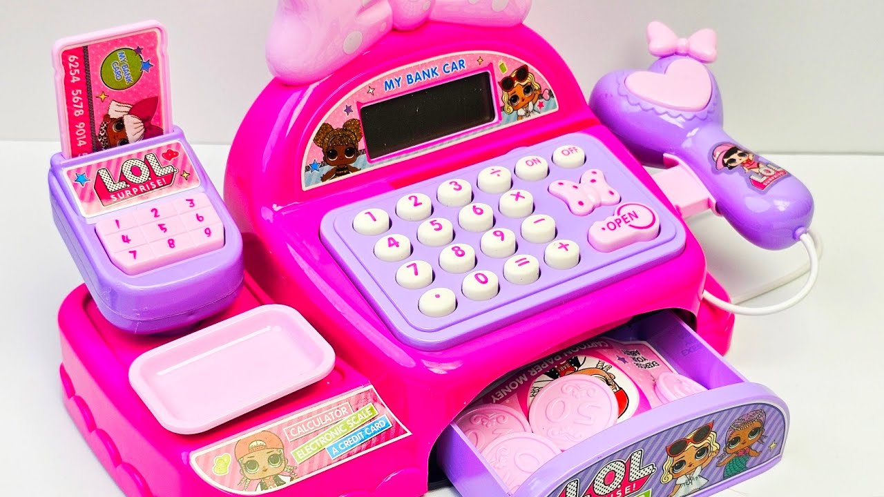 ASMR Cute Pink Cash Register PlaySet Satisfying with Unboxing 계산대 장난감 ...