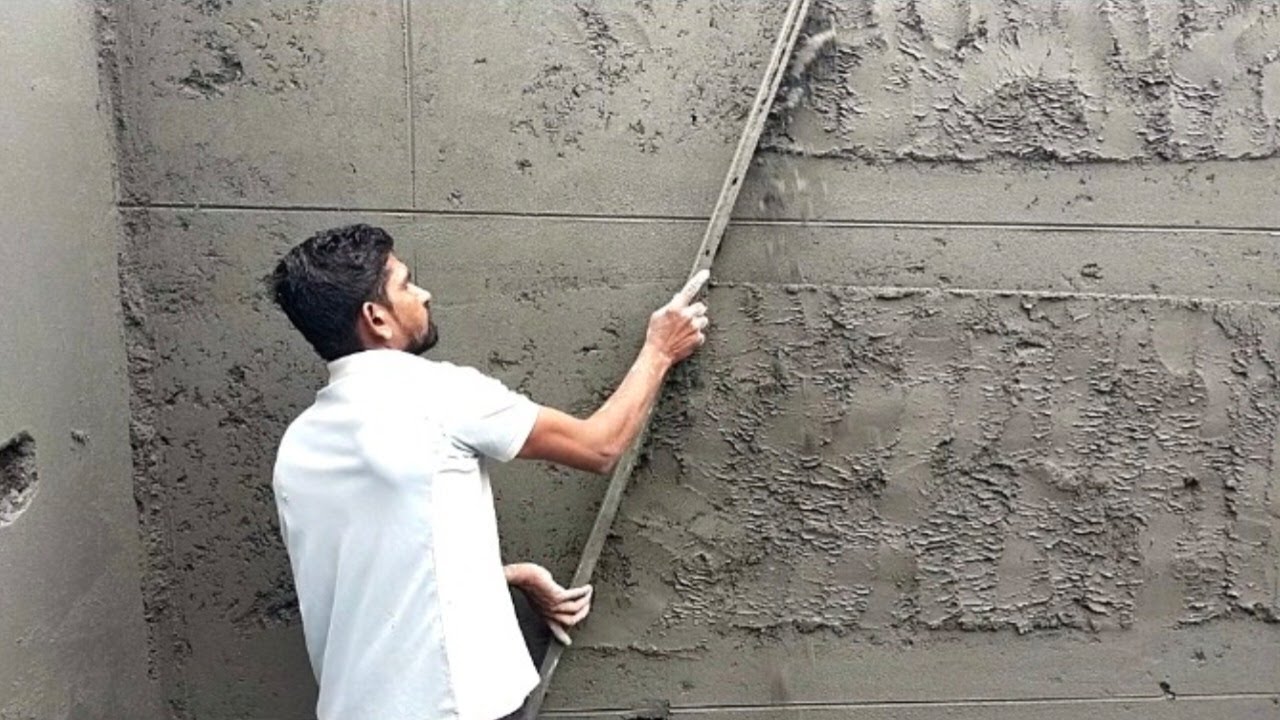 Wall Plastering Techniques_ Outside House Brickwall Plastering with ...