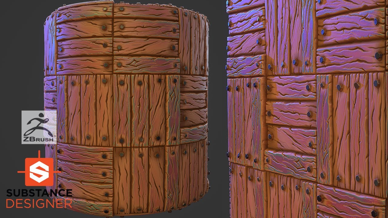 Zbrush 2020, Substance Designer - Stylized Wood Boards - YouTube
