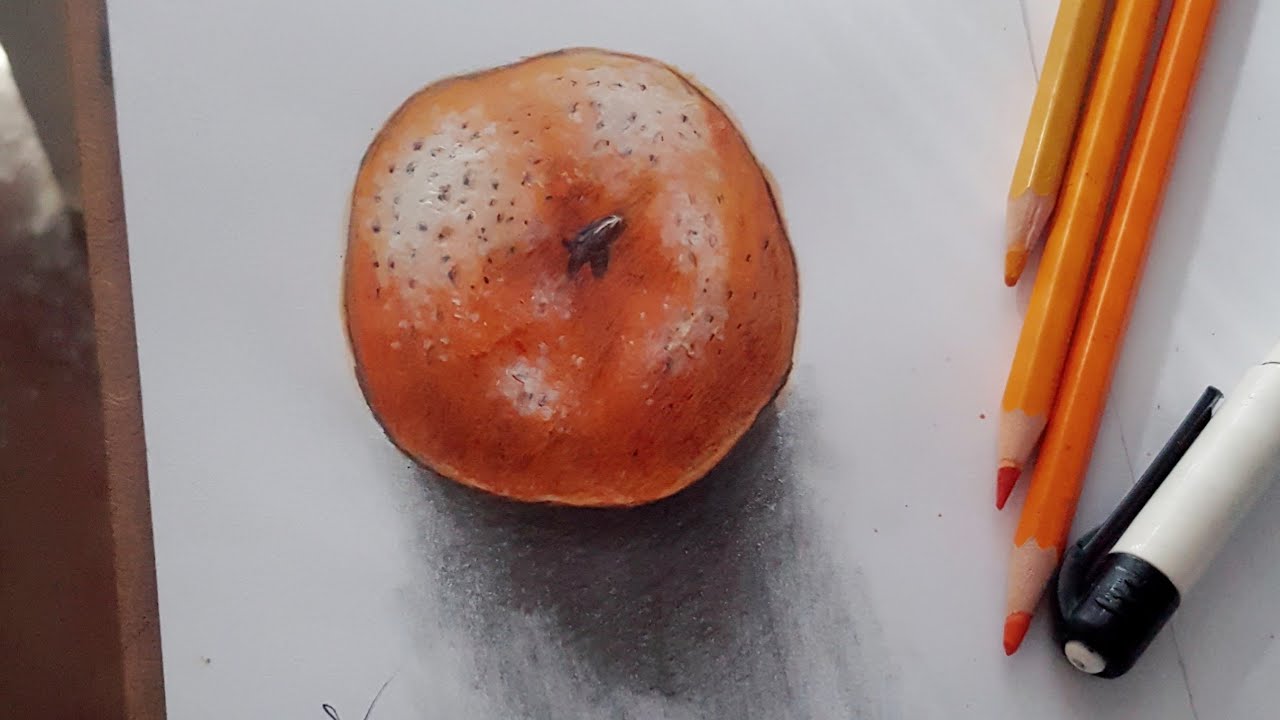 3d drawing of an Orange 🍊 || drawings by #Aiesh - YouTube