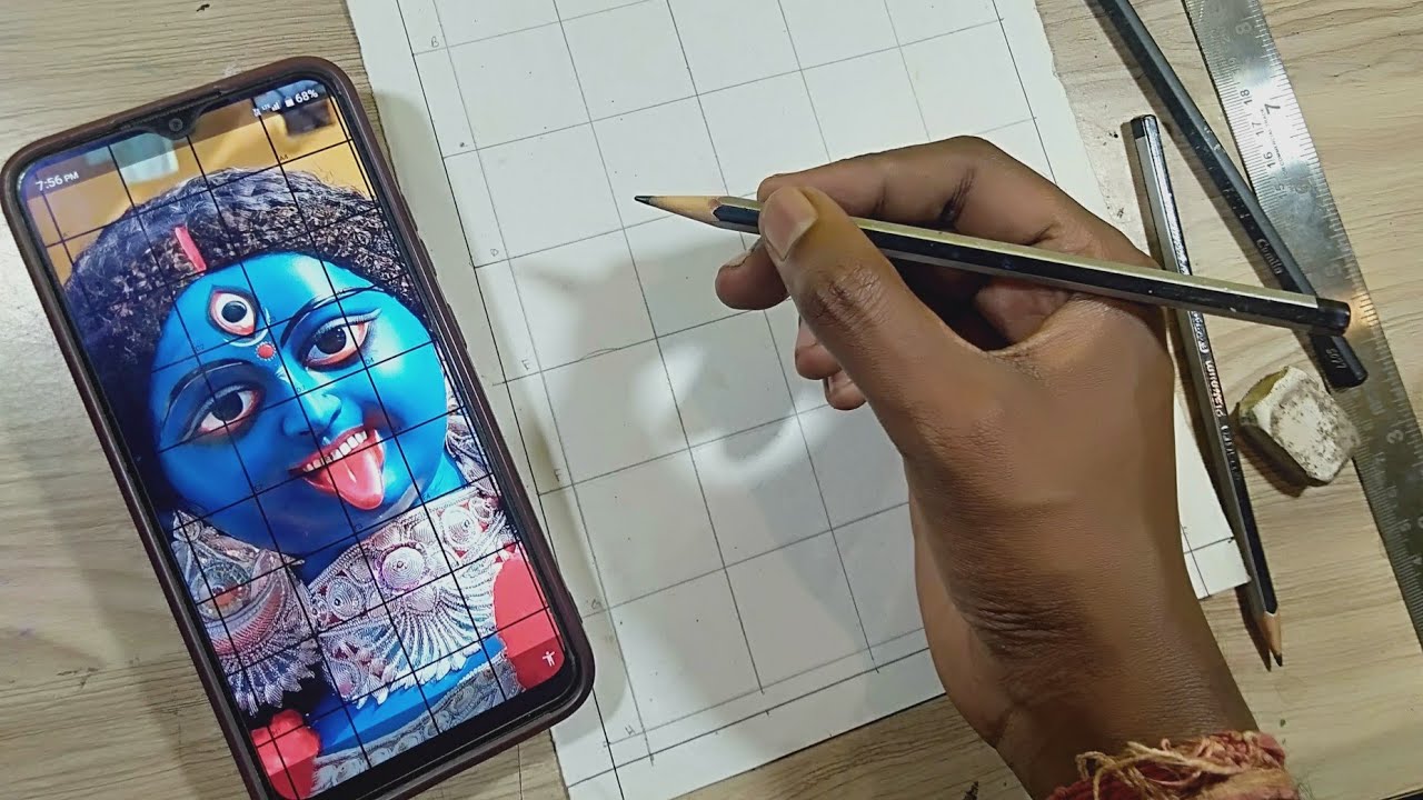Maa Kali face outline drawing/ kali puja drawing/ mahakali drawing ...