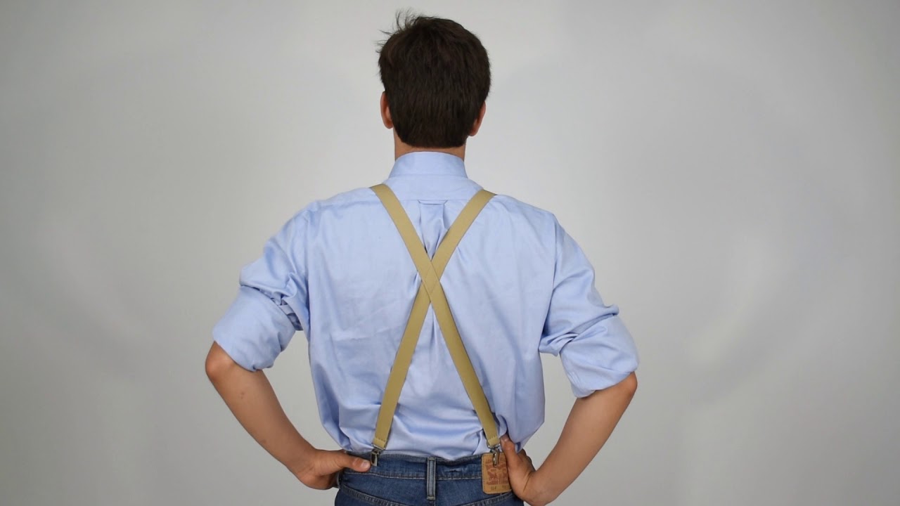 1 Inch Wide X-Back Suspenders - Tan - YouTube