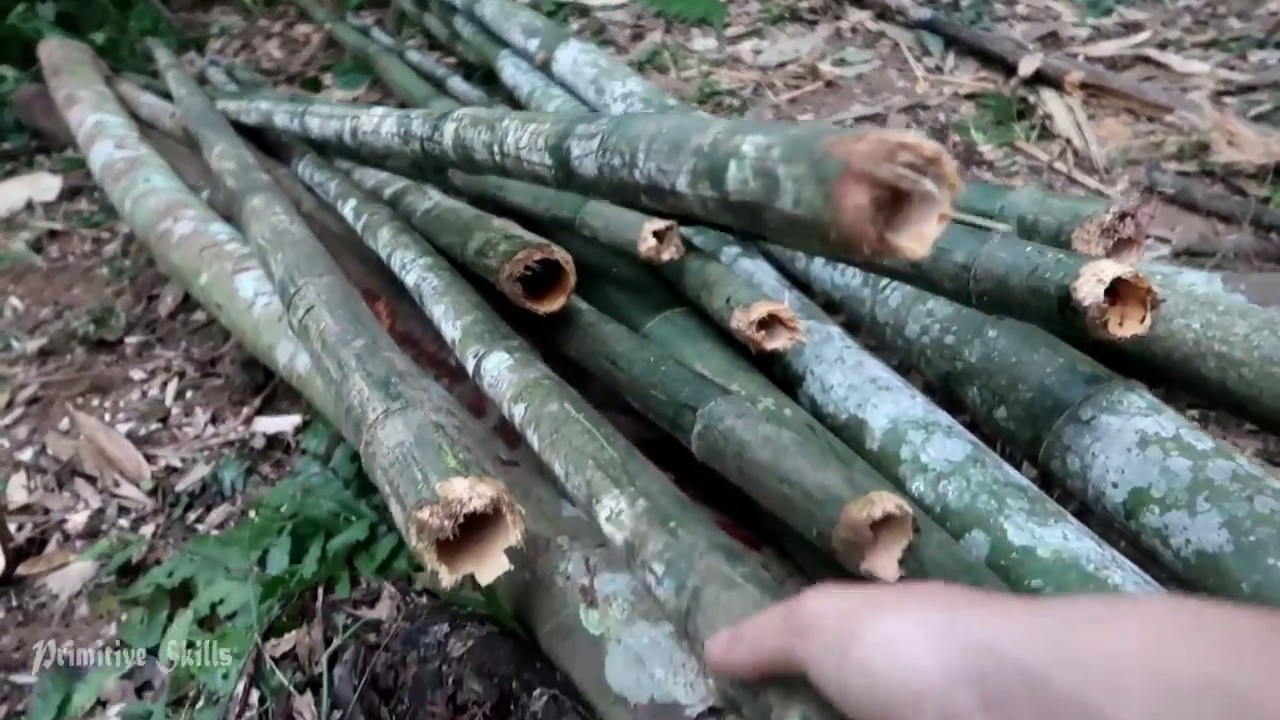 Primitive Technology Materials Makes a Hut When migrate to new land ...