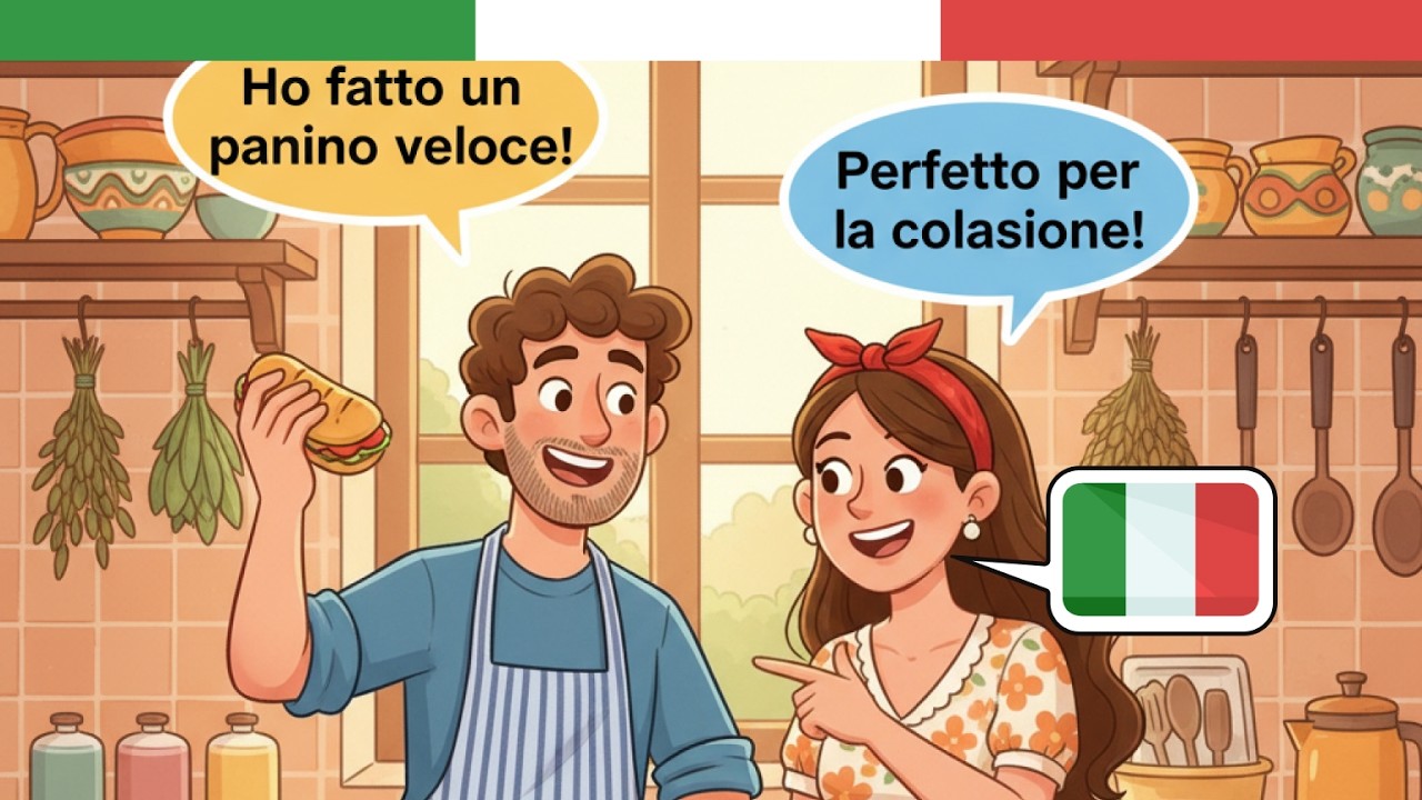 Learn Italian with Food 🥪 Breakfast Dialogue in Italian | Everyday ...