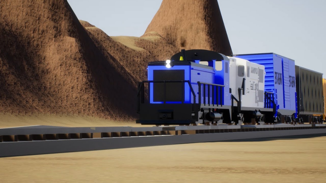 Brick Rigs freight train goes down rough track! - YouTube