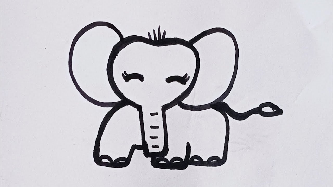 Easy Cute Elephant Draw Step By Step - YouTube