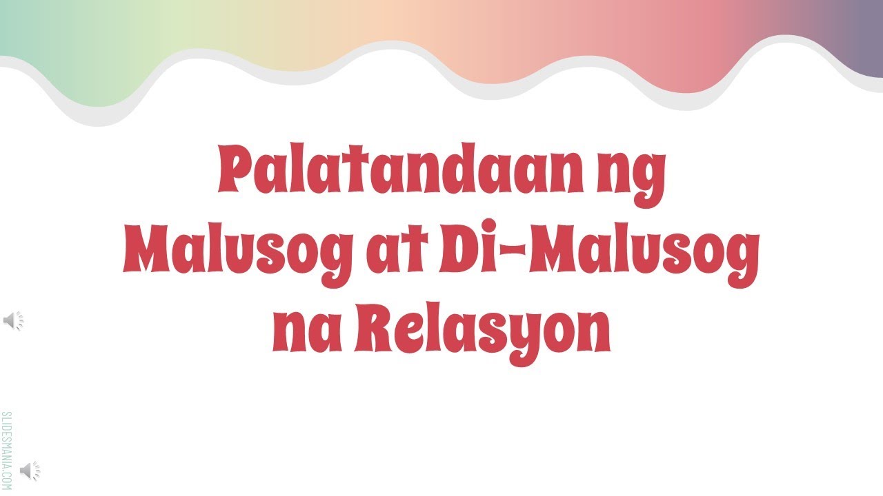HEALTH 5 Palatandaan ng Malusog at Di Malusog na Relasyon - YouTube