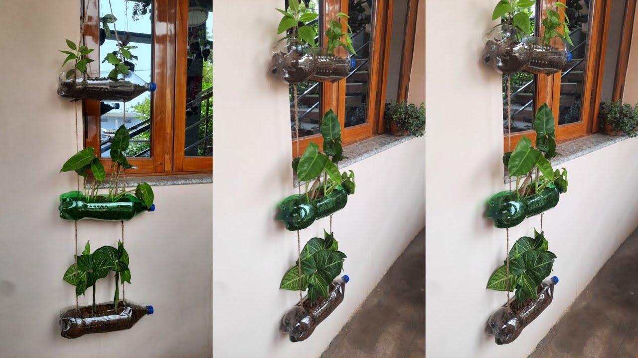 Amazing Plastic bottles vertical garden ideas ll Hanging plant ...