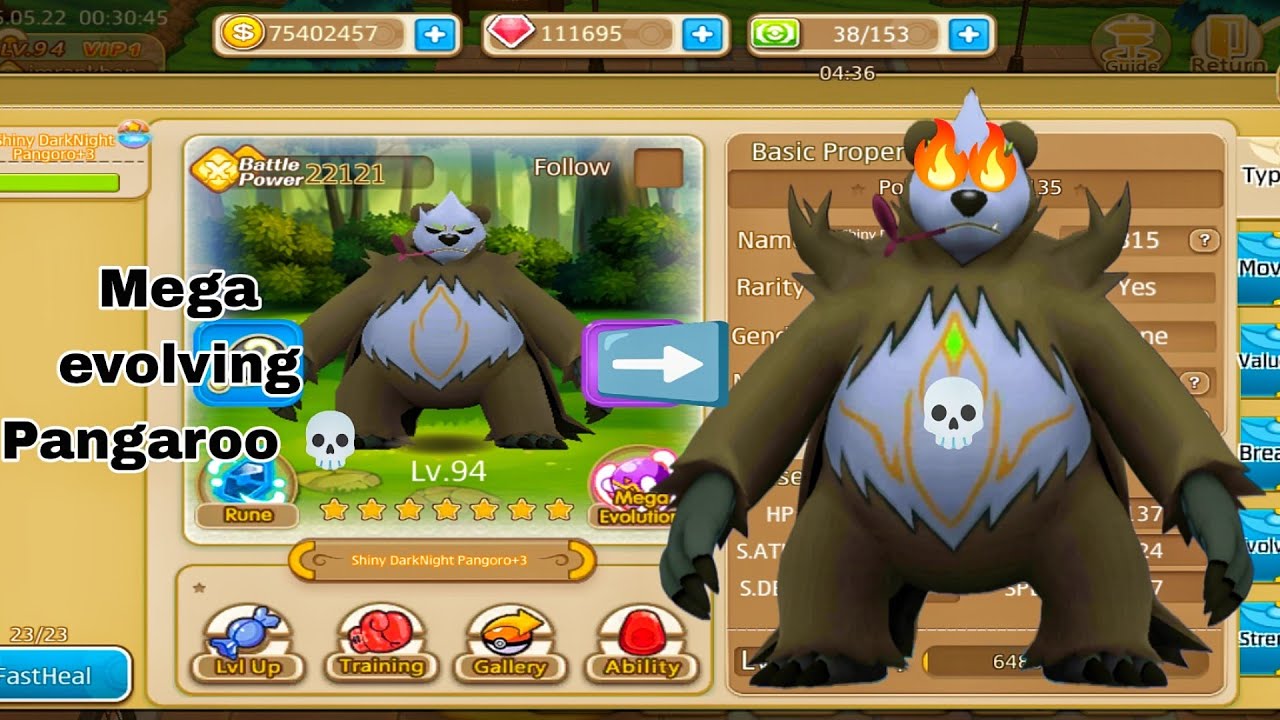 Shiny Darknight Pangaroo 🔥🔥🔥 Mega evolving 💀 Trainer canyon/Pocket pet ...