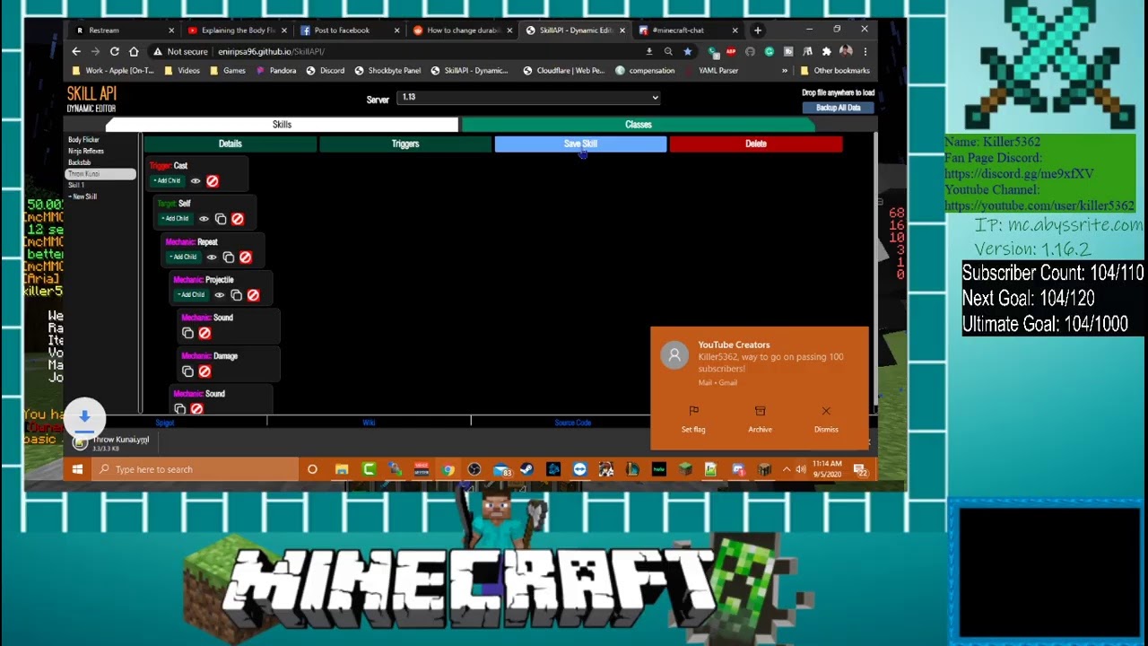 [Live] Minecraft 09/05/2020 - Part 2: How to edit SkillAPI, MythicMobs, CommandItems ...