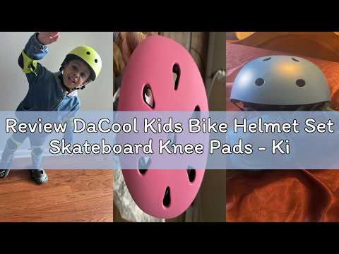 Review DaCool Kids Bike Helmet Set Skateboard Knee Pads - Kids Helmet Elbow Pads Wrist Guards Adjust