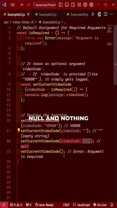 Javascript Required Arguments Throwing Errors Shorts Javascript Coding Interview Youtube