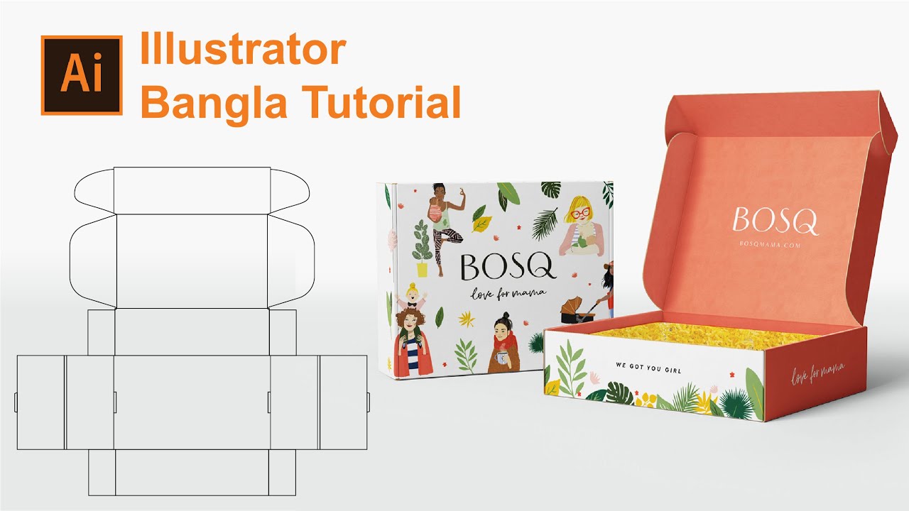 E-commerce Parcel box Layout Design in Adobe illustrator | Bangla ...