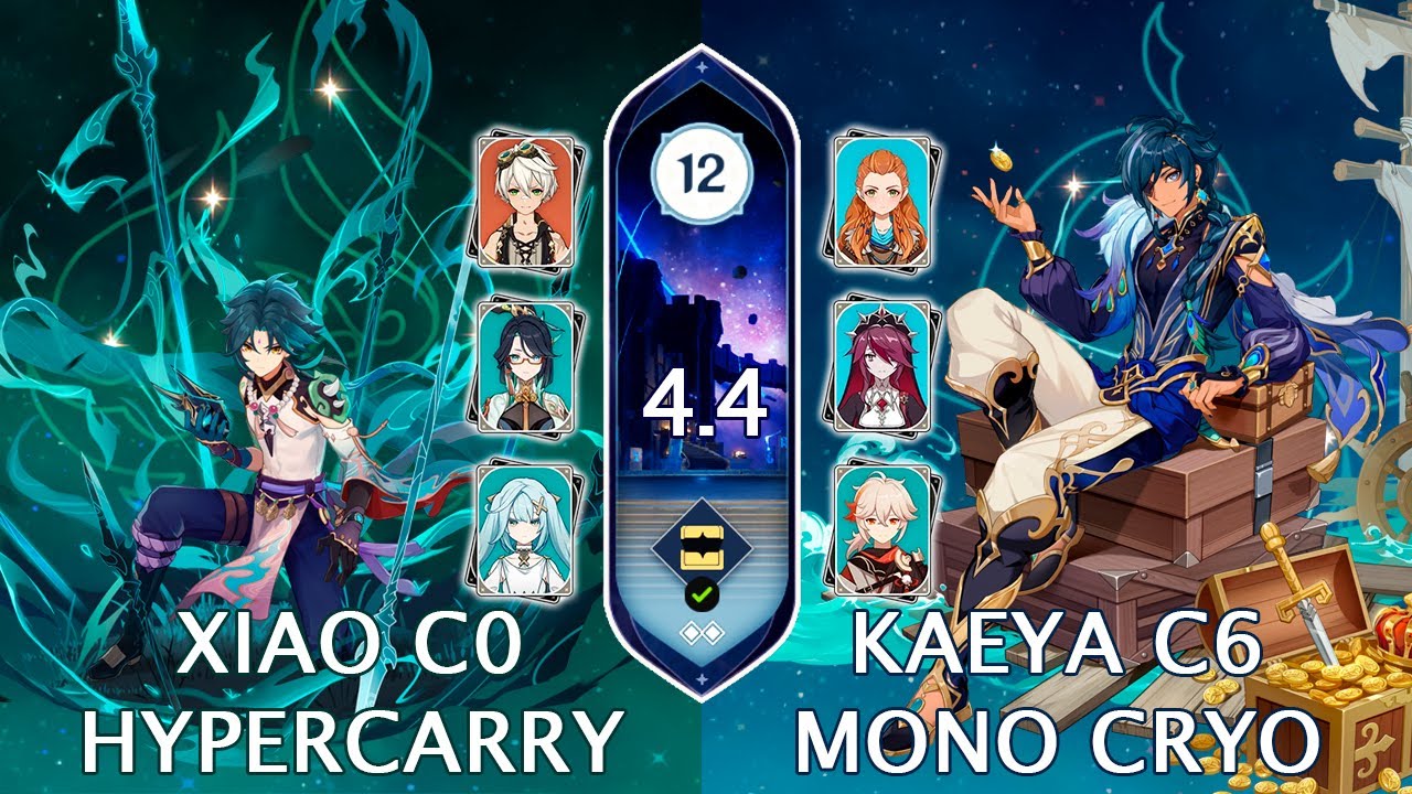 4.4 Spiral Abyss | C0 Xiao Hypercarry & C6 Kaeya Mono Cryo | Genshin ...