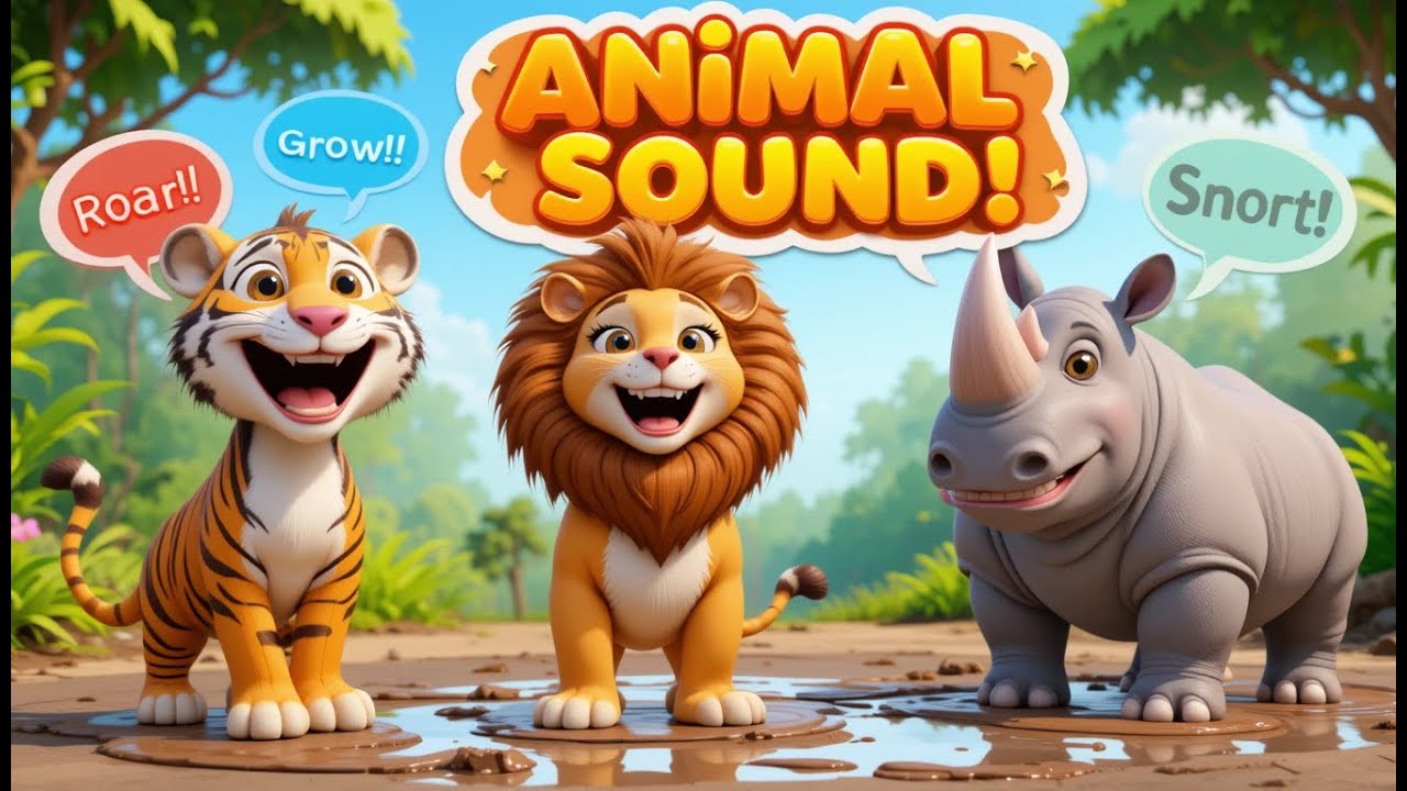 Learn Animal Sounds Song for Kids | Jungle & Safari Rhymes - YouTube