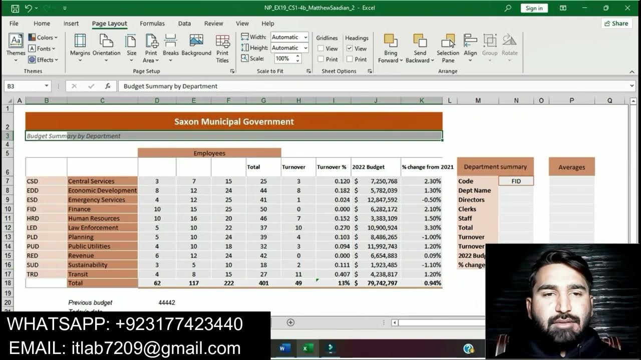Excel Modules 1-4 SAM Capstone Project 1b | NP_EX19_CS1-4b | Saxon Municipal Government - YouTube