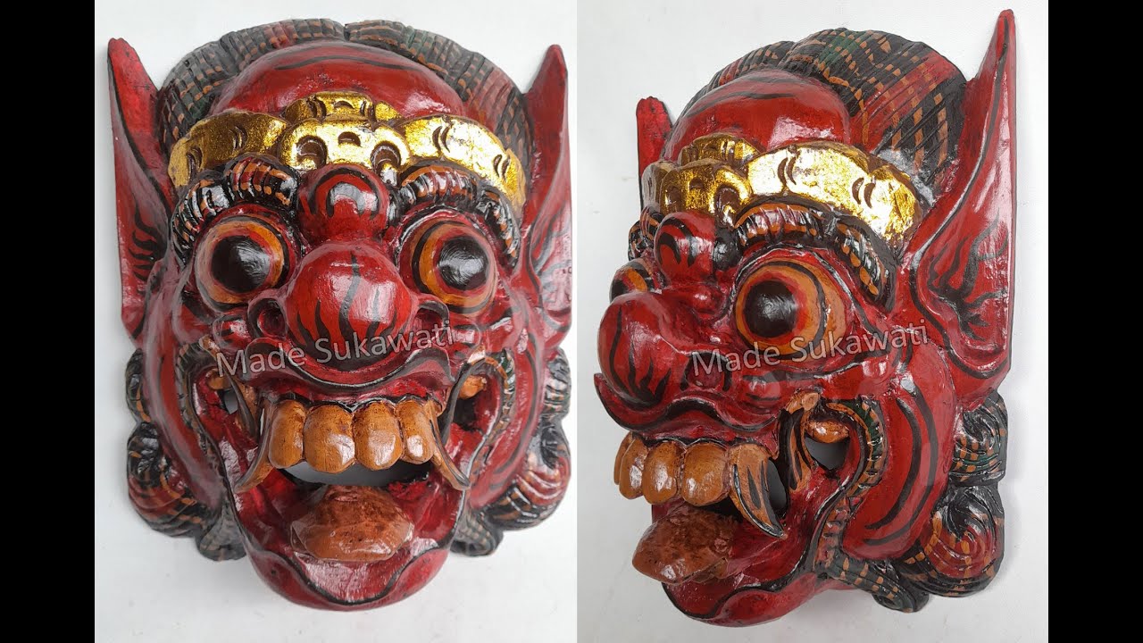 Kerajinan Hiasan dinding topeng bomo barong rangda 25cm khas bali - YouTube