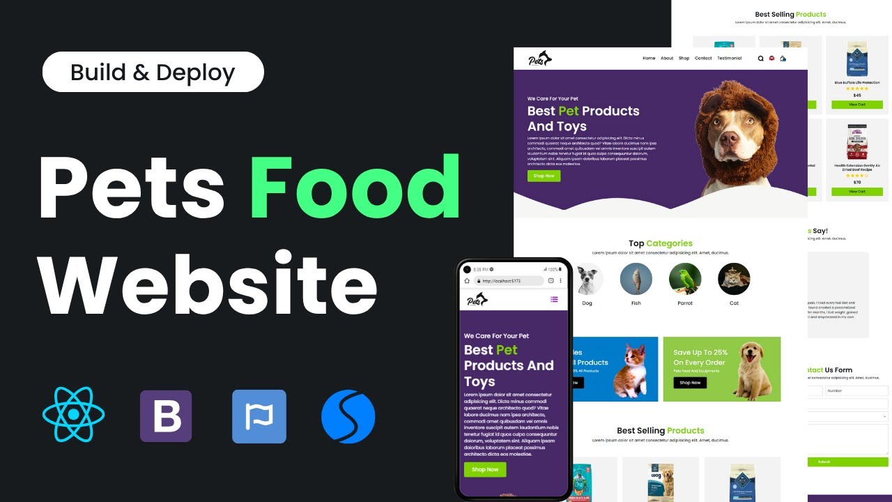 Build a Fully Responsive Modern Pets Food Website | React.js, Bootstrap ...