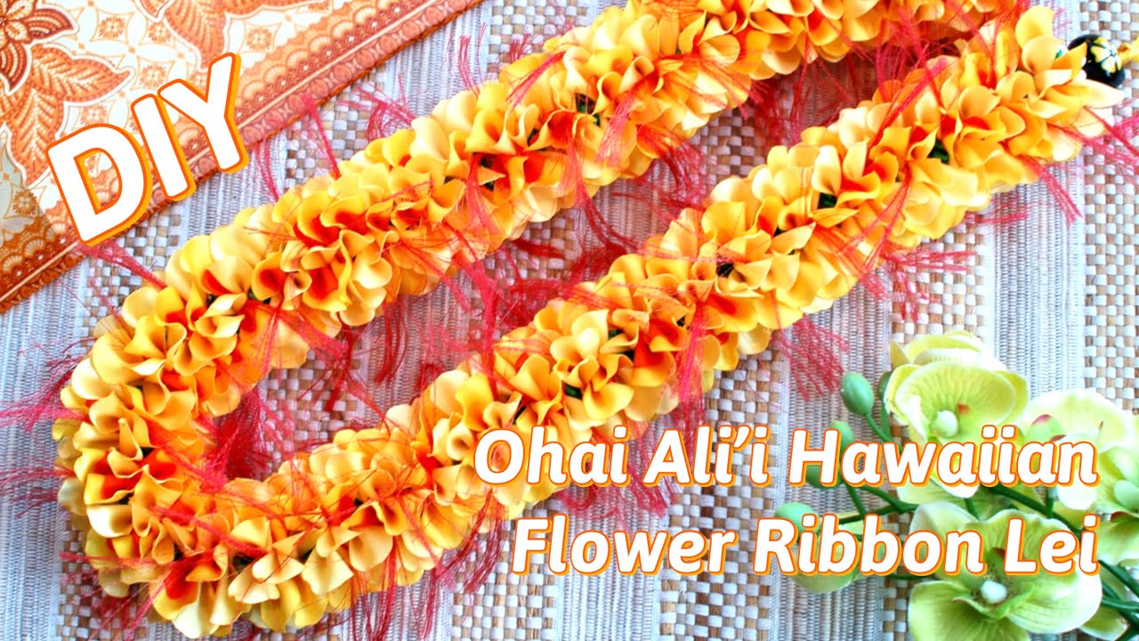 How To Make Ohai Ali'i Hawaiian Flower Ribbon Lei Part 1 - YouTube