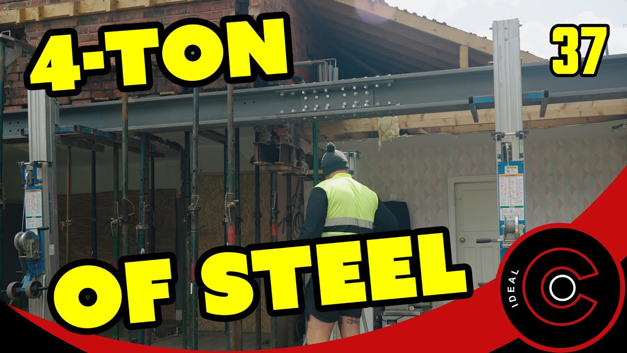 installing steel beams on an double storey extension. - YouTube