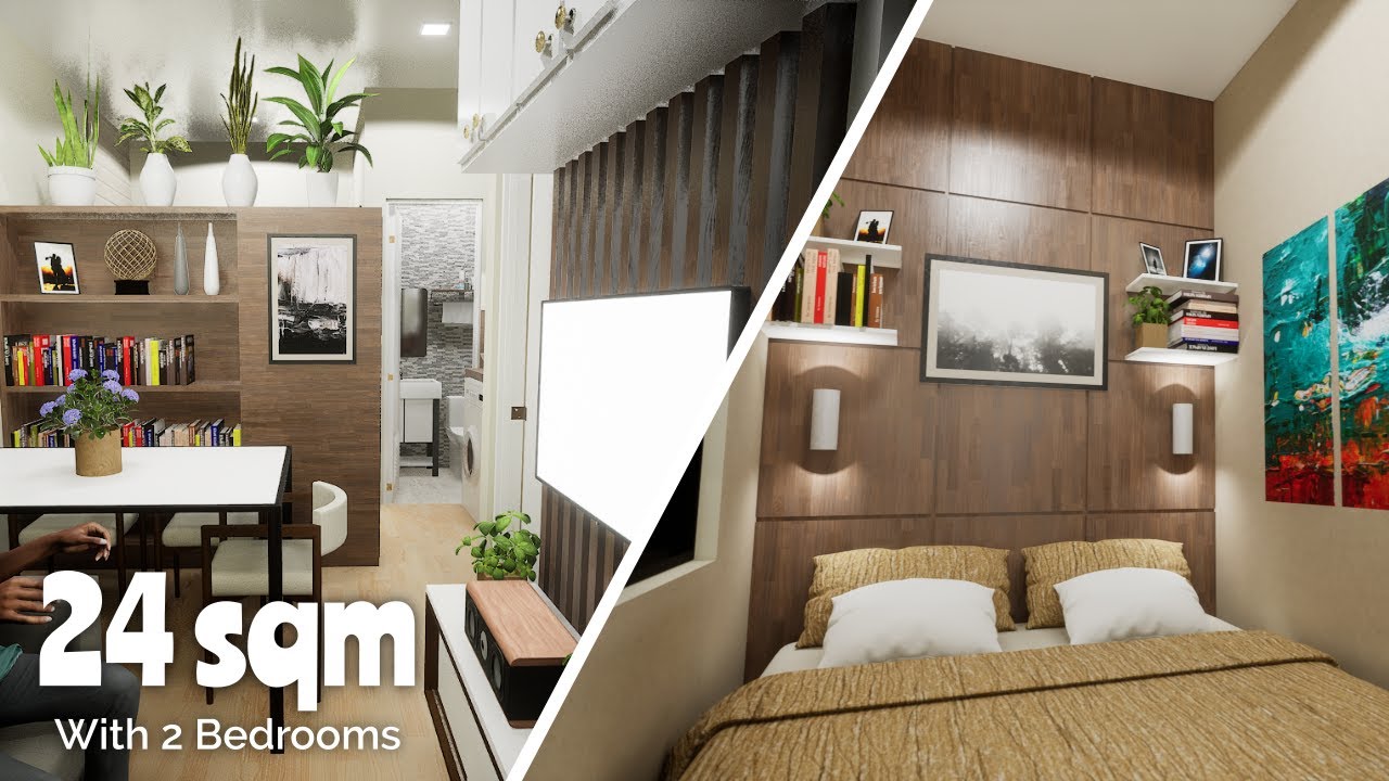 Affordable 24 sqm Small House Interior Design with 2 Bedrooms (258.3 ...