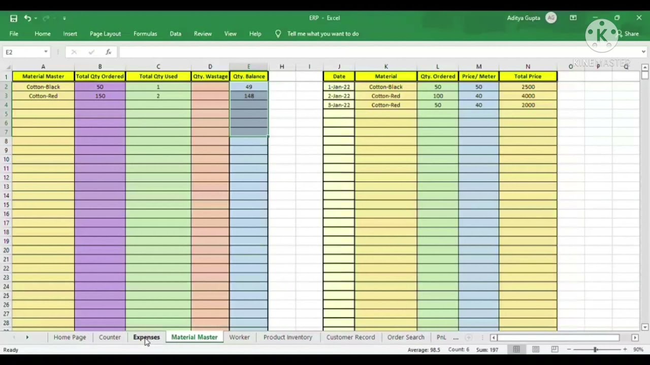 ERP ON EXCEL | COSTUMIZABLE | MANAGE INDUSTRY | MANAGING FACTORY ...